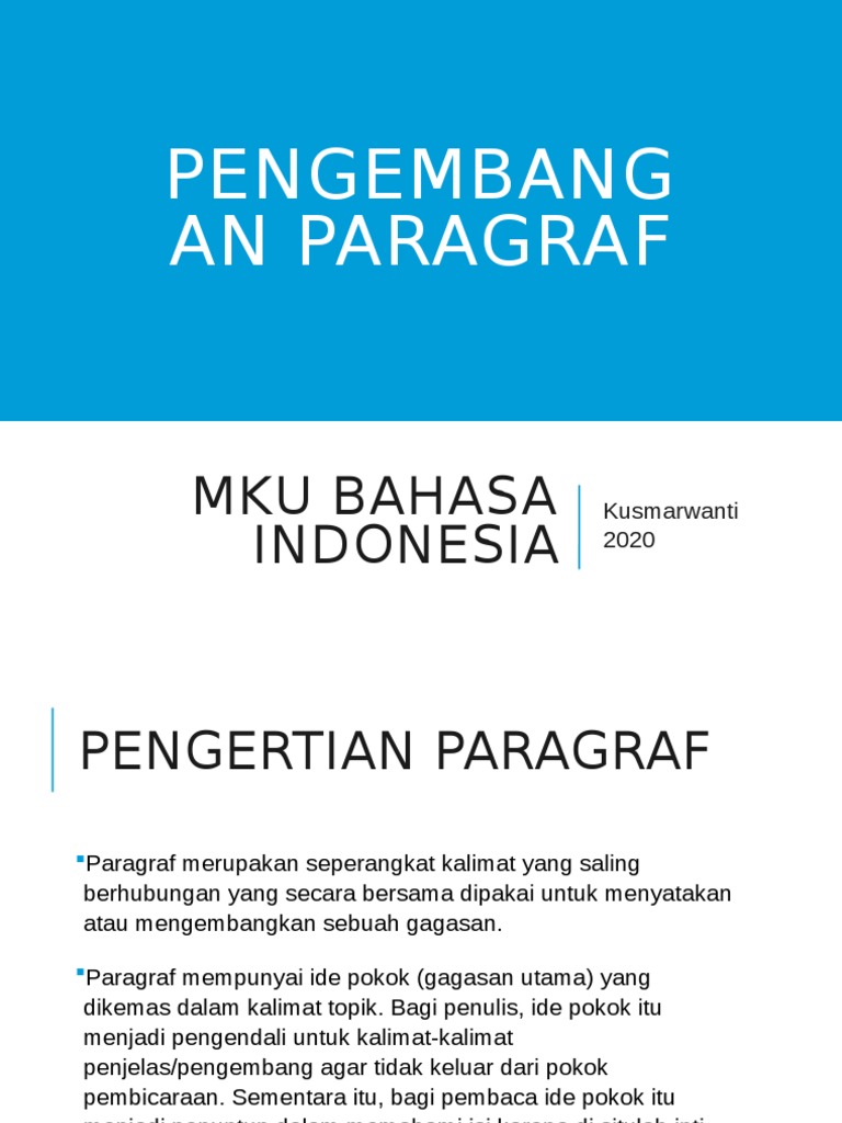 Materi - Pengembangan Paragraf - 2021 | PDF