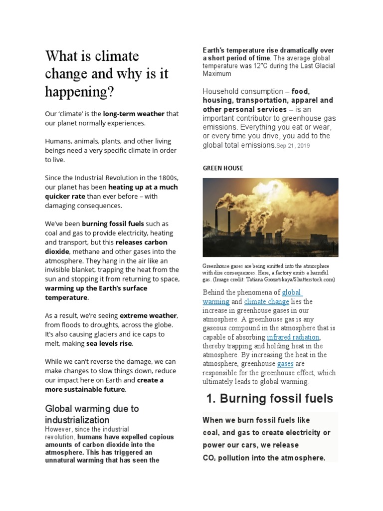 What Is Climate Change and Why Is It Happening | PDF | Climate Change ...