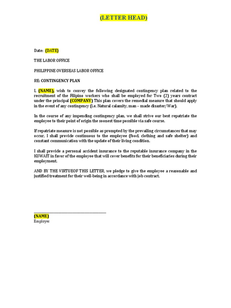 Filipino Workers Contingency Plan | PDF | Finance & Money Management