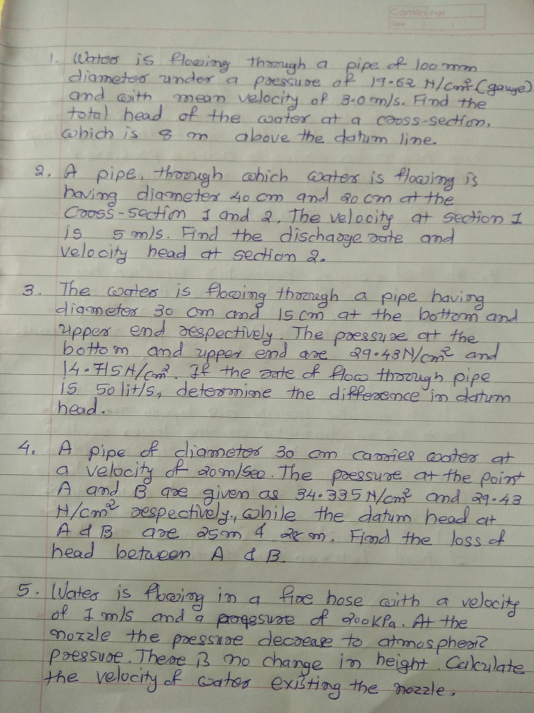 Bernoullis Equation Examples-1 | PDF | Liquids | Continuum Mechanics