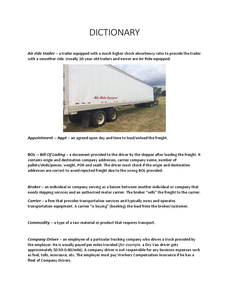 Air Ride Trailer Definition and Usage | PDF | Cargo | Manufactured Goods
