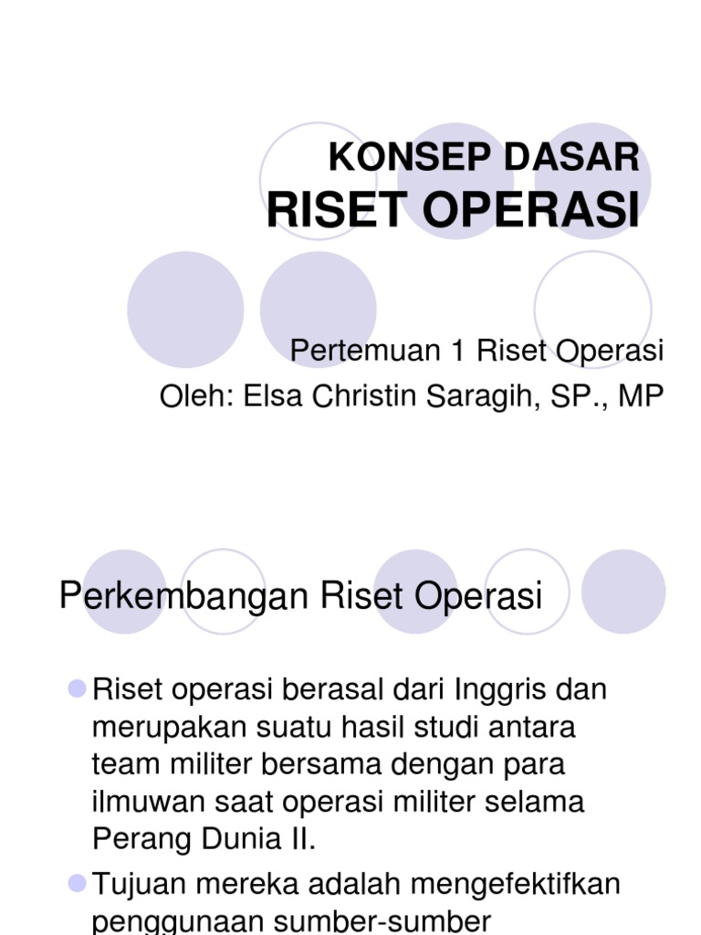 Pertemuan 1 Riset Operasi | PDF