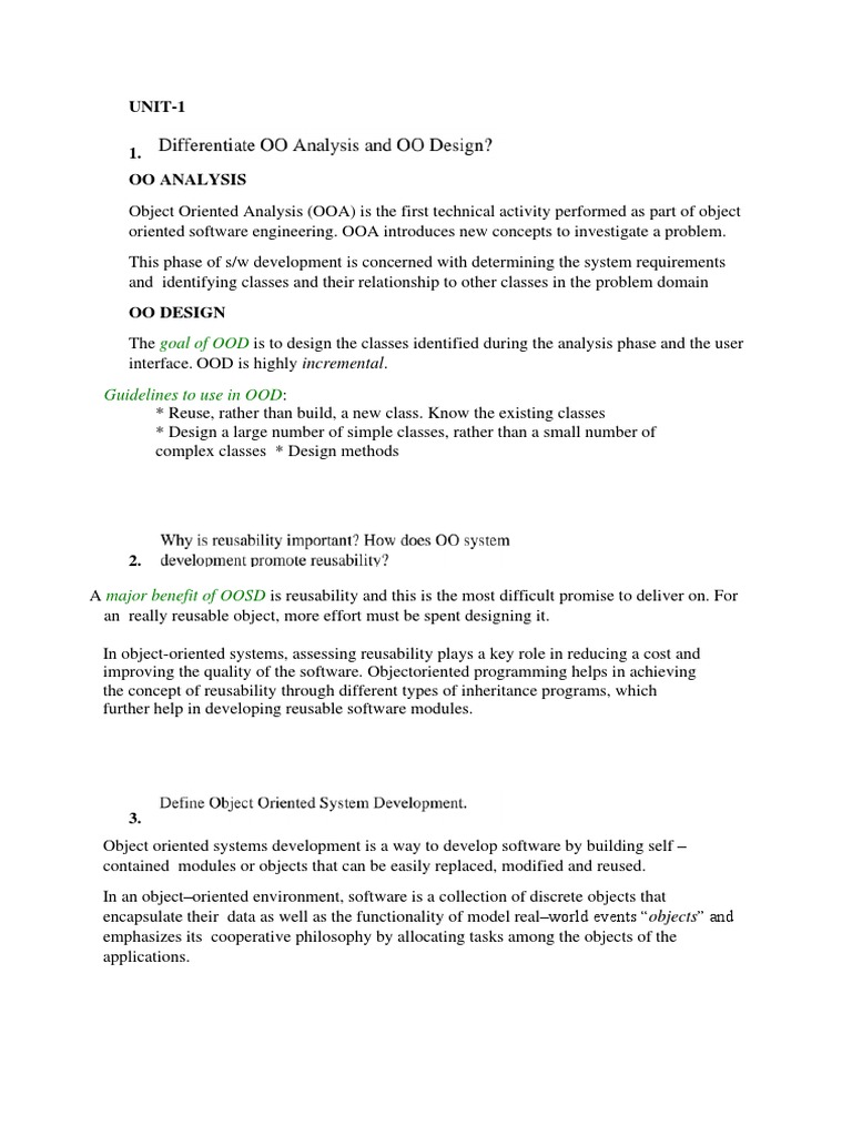 Unit 1 Qb Answers Pdf Class Computer Programming Inheritance Object Oriented Programming