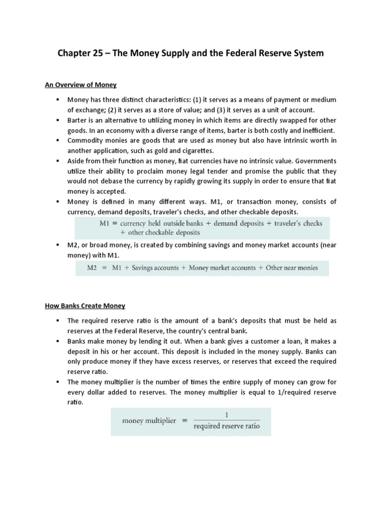 Chapter 25 - The Money Supply and The Federal Reserve System | Download ...