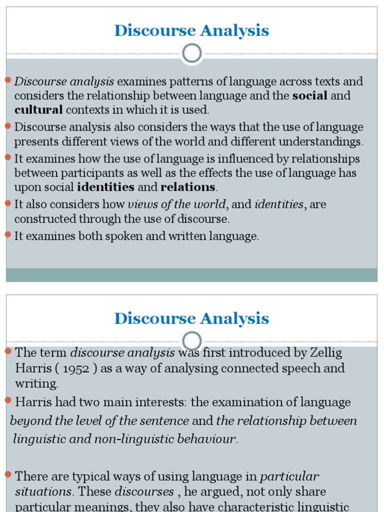 Discourse Analysis | PDF | Discourse | Linguistics