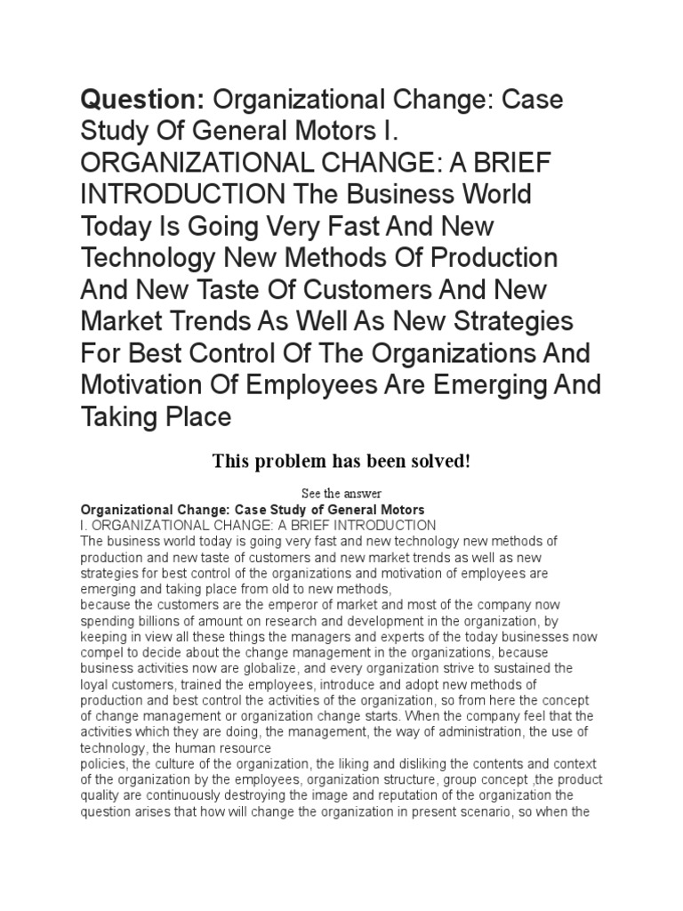 General Motor Case Study | PDF | Change Management | General Motors