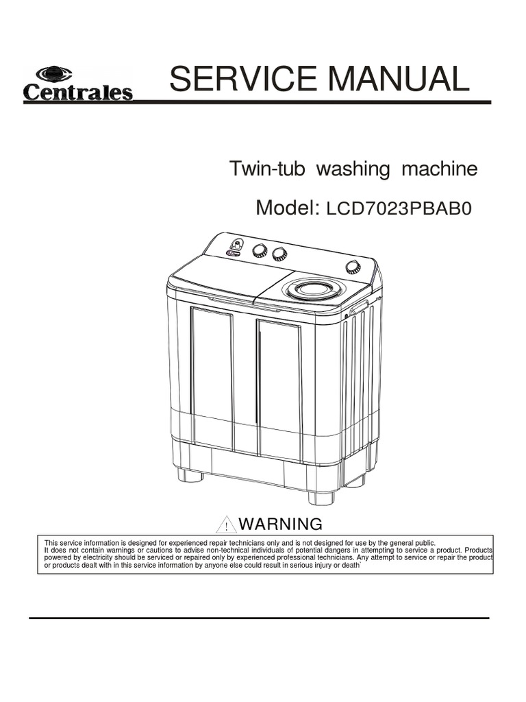 Service Manual: Twin-Tub Washing Machine Model | PDF | Washing Machine ...