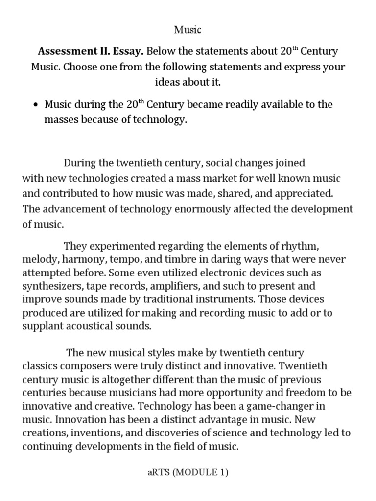 Assessment II. Essay. Below The Statements About 20 | PDF | Composition ...