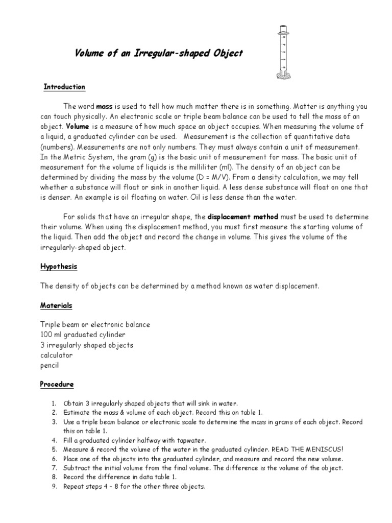 Volume of An Irregular Solid | PDF | Density | Volume