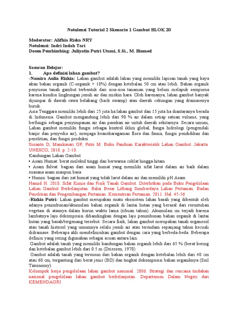 Notulensi Tutorial 2 Skenario 1 Gambut BLOK 20 | PDF