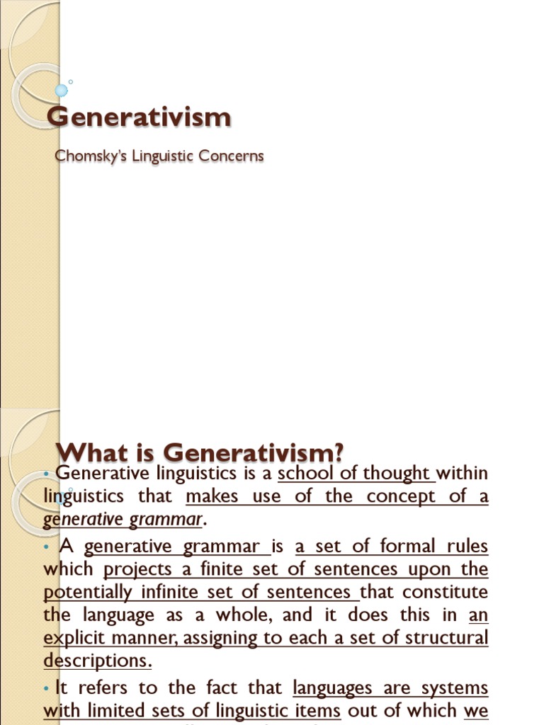 Chomsky's Generativism Explained | PDF | Language Acquisition | Syntax