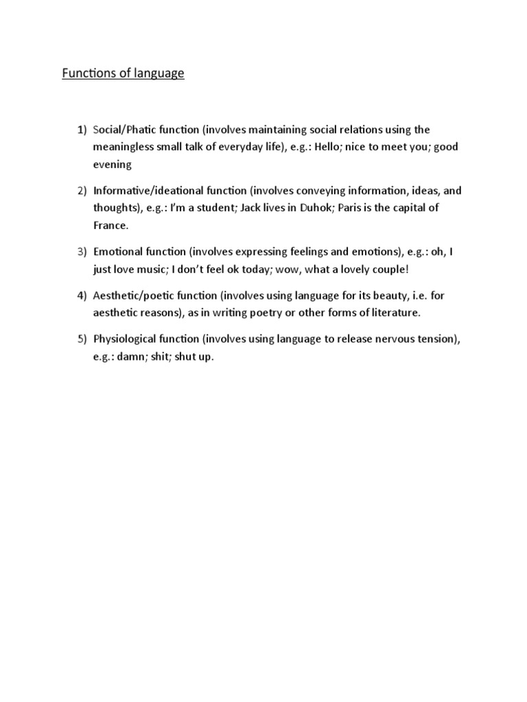 Functions of Language | PDF