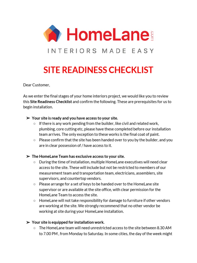 Site Readiness Checklist: Your Site Is Ready and You Have Access To ...
