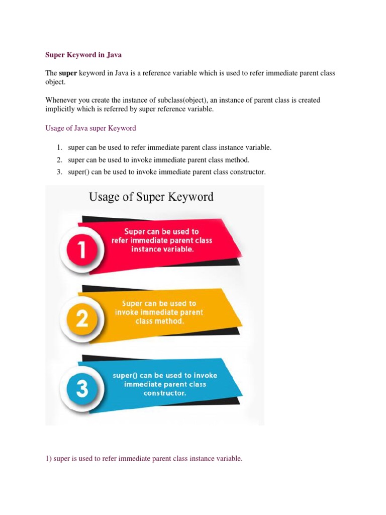 Usage Of Java Super Keyword Pdf Class Computer Programming Inheritance Object Oriented