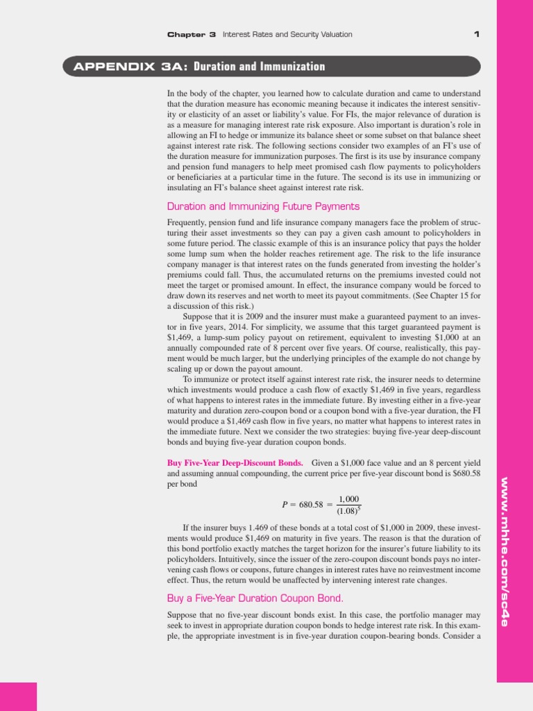 Duration and Immunization: Appendix 3A | PDF | Bond Duration | Bonds ...