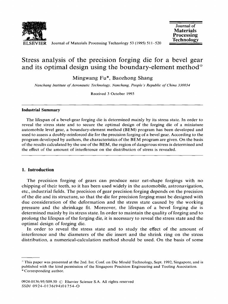 Bevel Gear Die Stress Analysis BEM Design | PDF | Finite Element Method ...