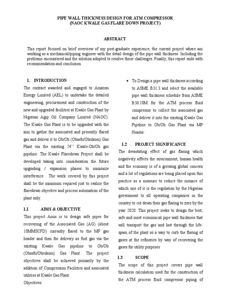 Pipe Wall Thickness Calculation Technical Report | PDF | Pipe (Fluid Conveyance) | Applied And ...