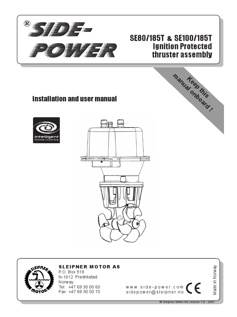 Side-Power: SE80/185T & SE100/185T Ignition Protected Thruster Assembly ...