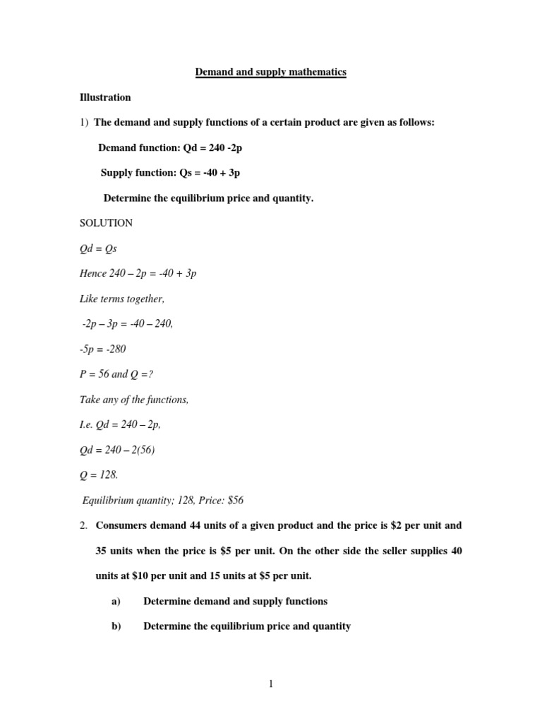 Demand and Supply Mathematics | Download Free PDF | Taxes | Prices