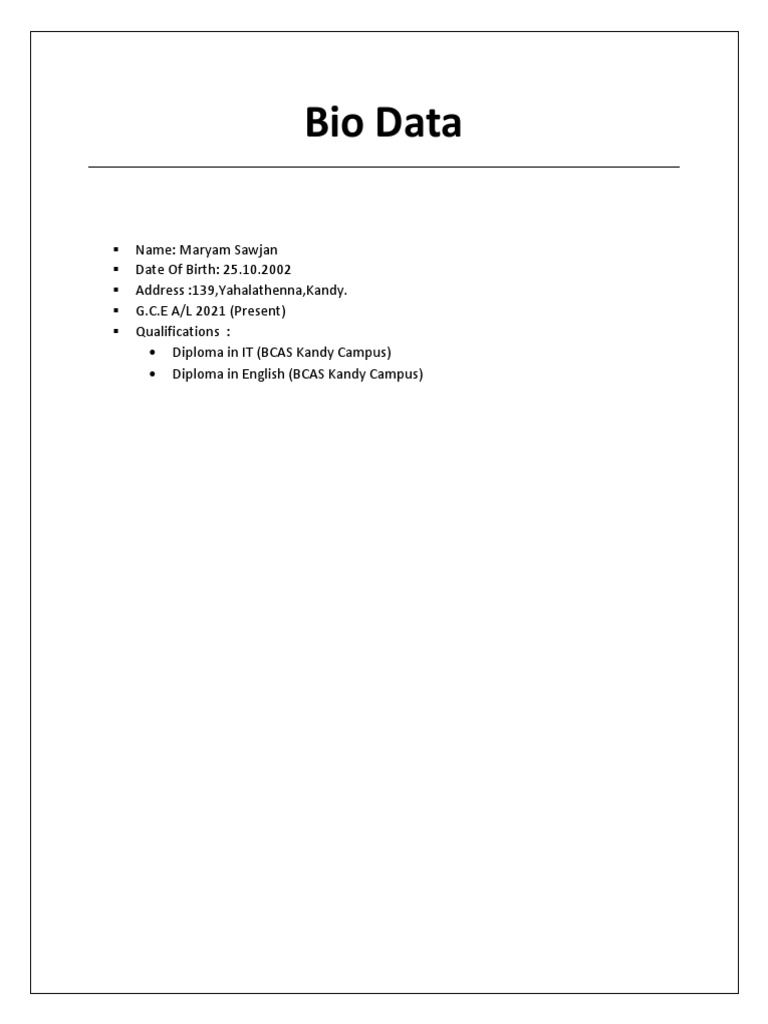 Bio Data | PDF
