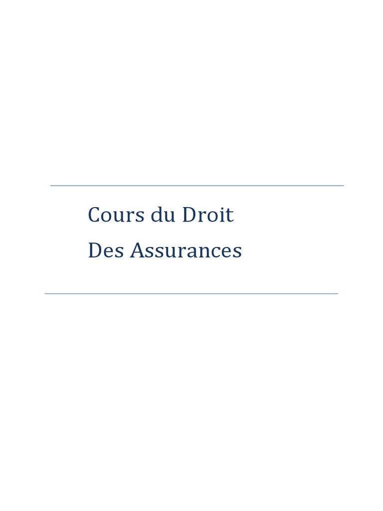 Cours de Droit des Assurances | PDF | Assurance | Crédit