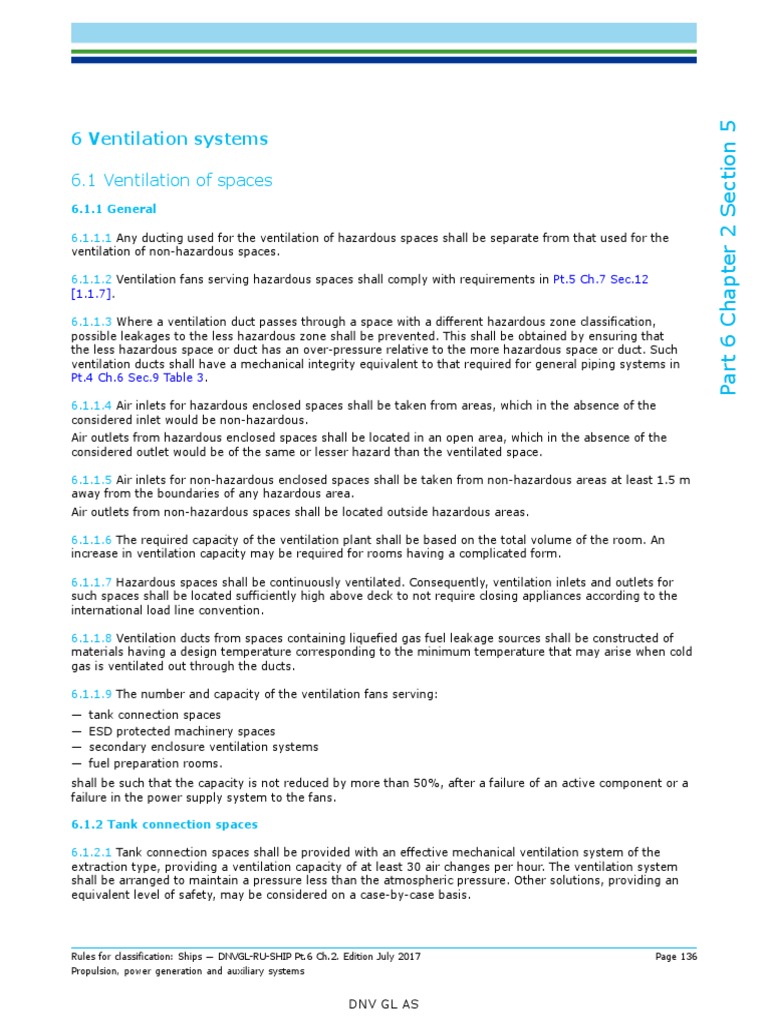 DNVGL RU SHIP Pt6 - 316 | PDF | Ventilation (Architecture) | Duct (Flow)