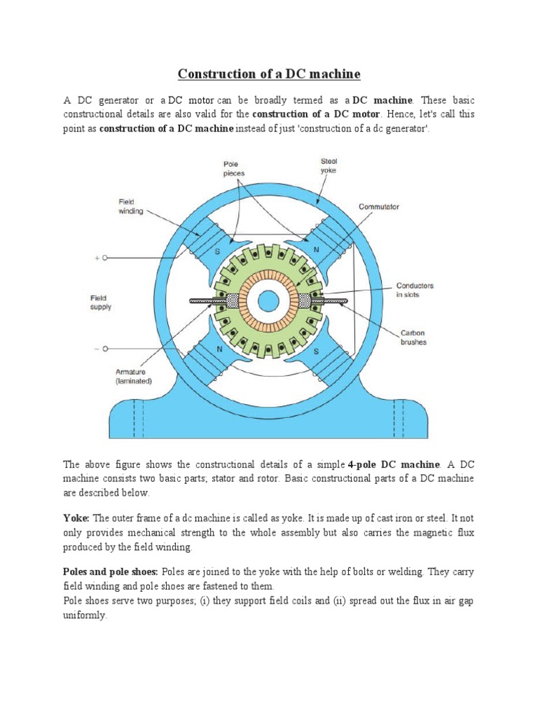 Construction of A DC Machine | PDF | Electric Motor | Electrical Components