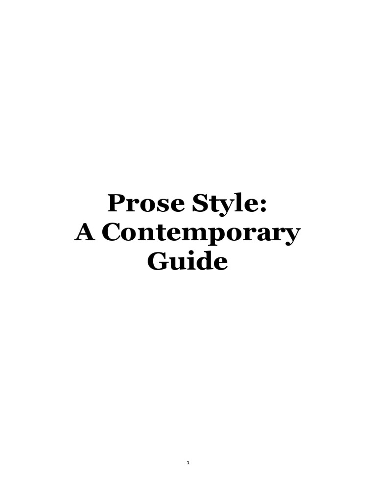 Prose Style: A Contemporary Guide | PDF | Adjective | Sentence ...
