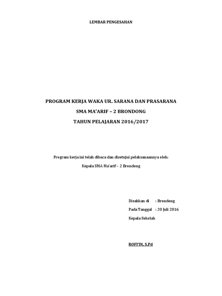 Contoh Program Sarana Dan Prasarana (SARPRAS) | PDF