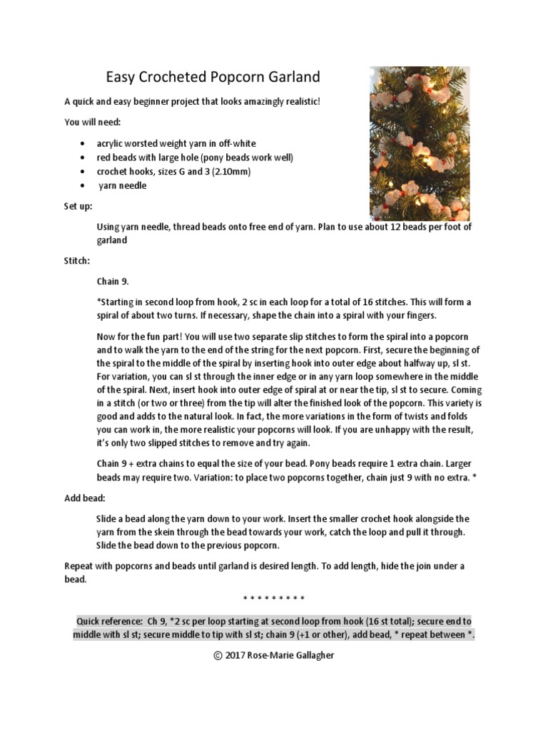 Easy Crocheted Popcorn Garland | PDF | Yarn | Crochet