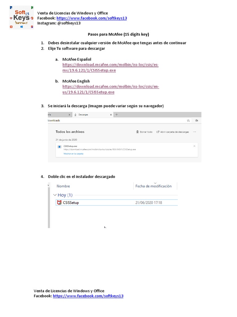Pasos para Instalar Mcafee (15 Digit Key) - 4 | PDF