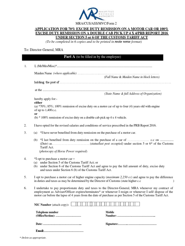 MRA CUS ASS MVC Form2 | PDF | Customs | Government Finances