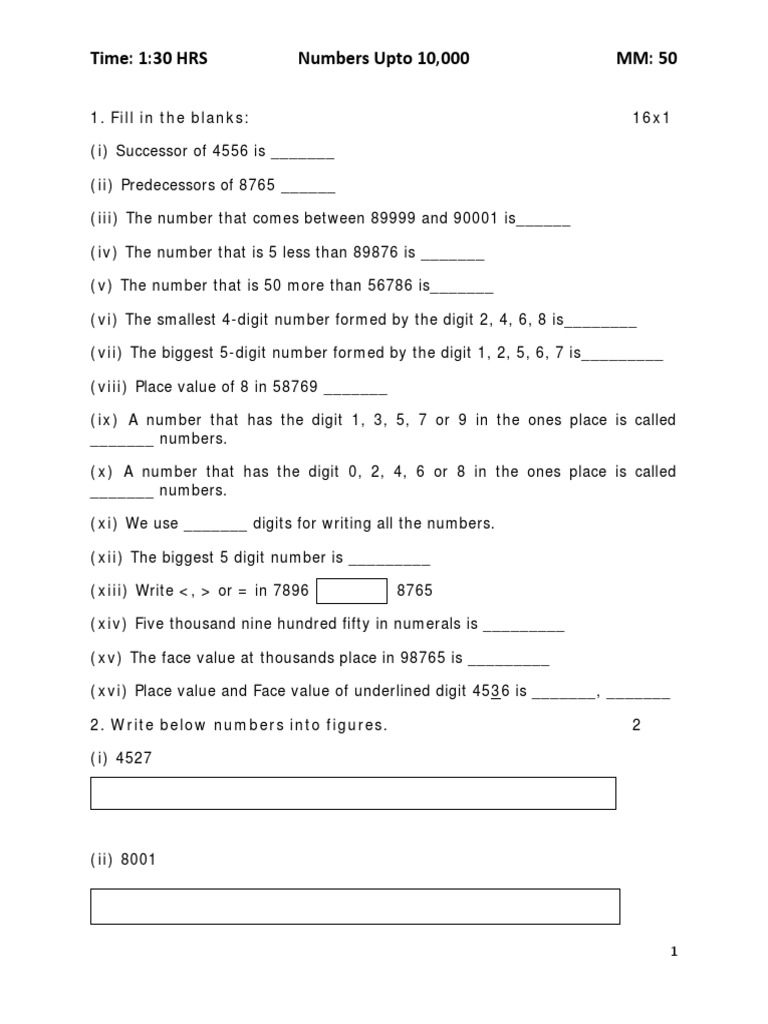 Numbers Upto 10,000 | PDF | Mathematics | Mathematical Notation