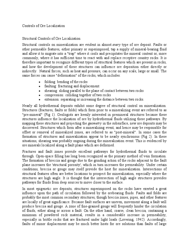 Controls of Ore Localization | PDF | Rock (Geology) | Solubility