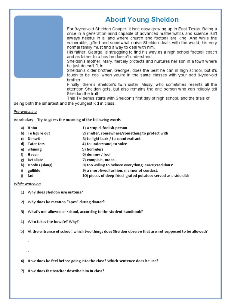 Young Sheldon Season 1 Episode 1 | PDF