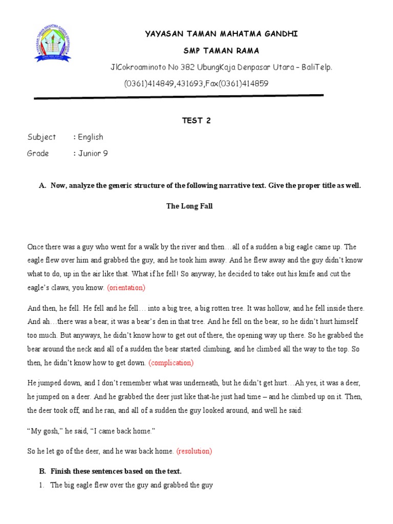 Test 3 Grade 9 - Sem 2 | PDF