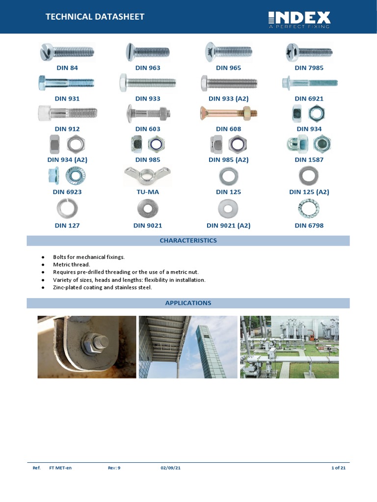 Technical Datasheet: DIN 84 DIN 963 DIN 965 DIN 7985 | PDF | Screw ...