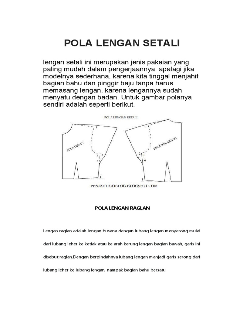 Pola Lengan Setali | PDF