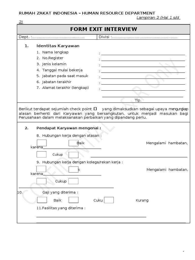 Form Exit Interview | PDF