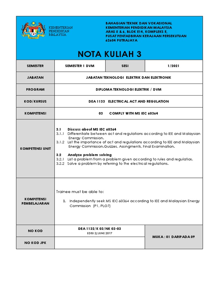 Nota Kuliah 3 | PDF