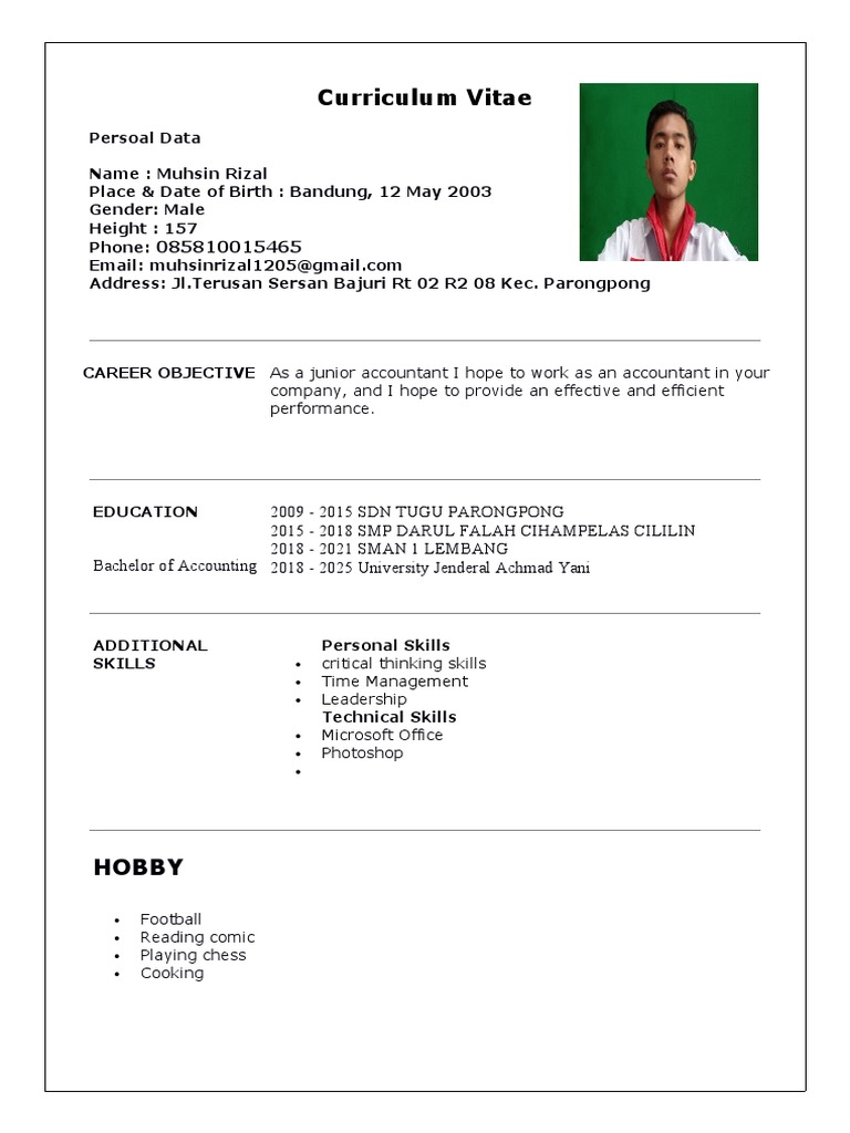 Curriculum Vitae: Hobby | PDF