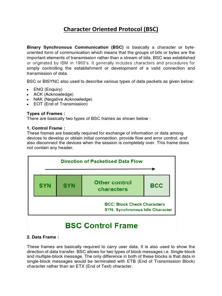 Character Oriented Protocol - BSC | PDF