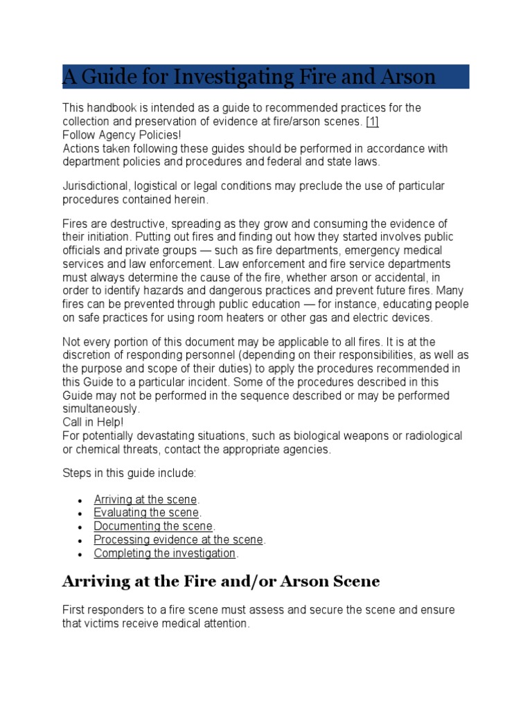 Fire and Arson Investigation Guide | PDF | Fires | Firefighter