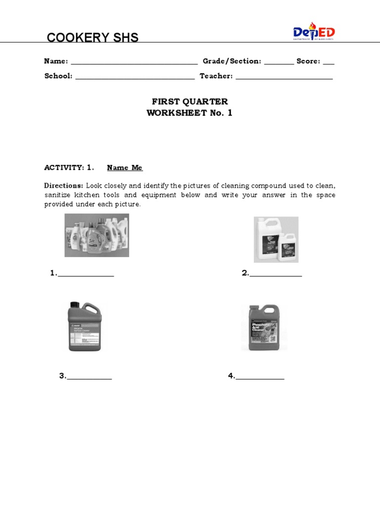 Kitchen Sanitation and Cleaning Procedures Worksheet | PDF | Dishwasher ...