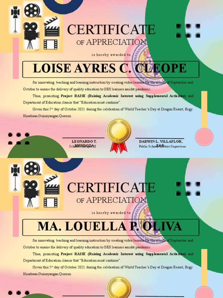 Video Lesson Certificate | PDF | Wellness | Science & Mathematics