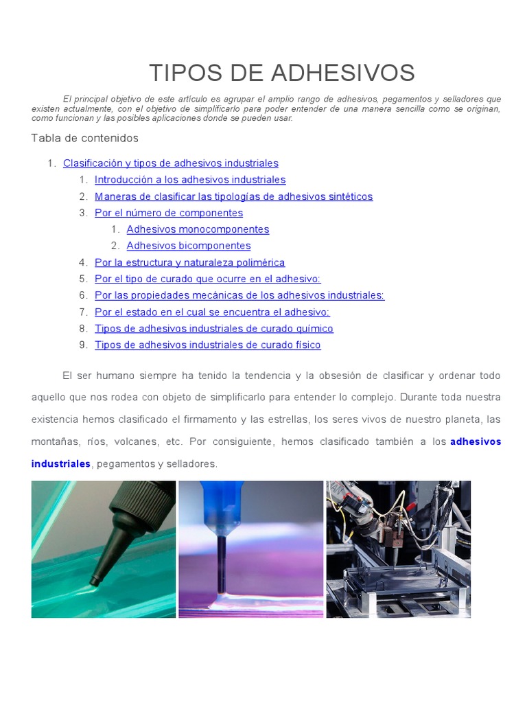 Clasificación de Adhesivos Industriales | PDF | Epoxy | Polímeros