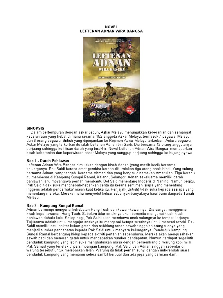 Novel Leftenan Adnan Wira Bangsa T4 | PDF
