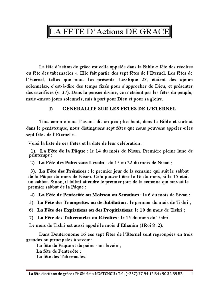 Fête d'Action de Grâce : Signification et Célébration | PDF | Jésus ...