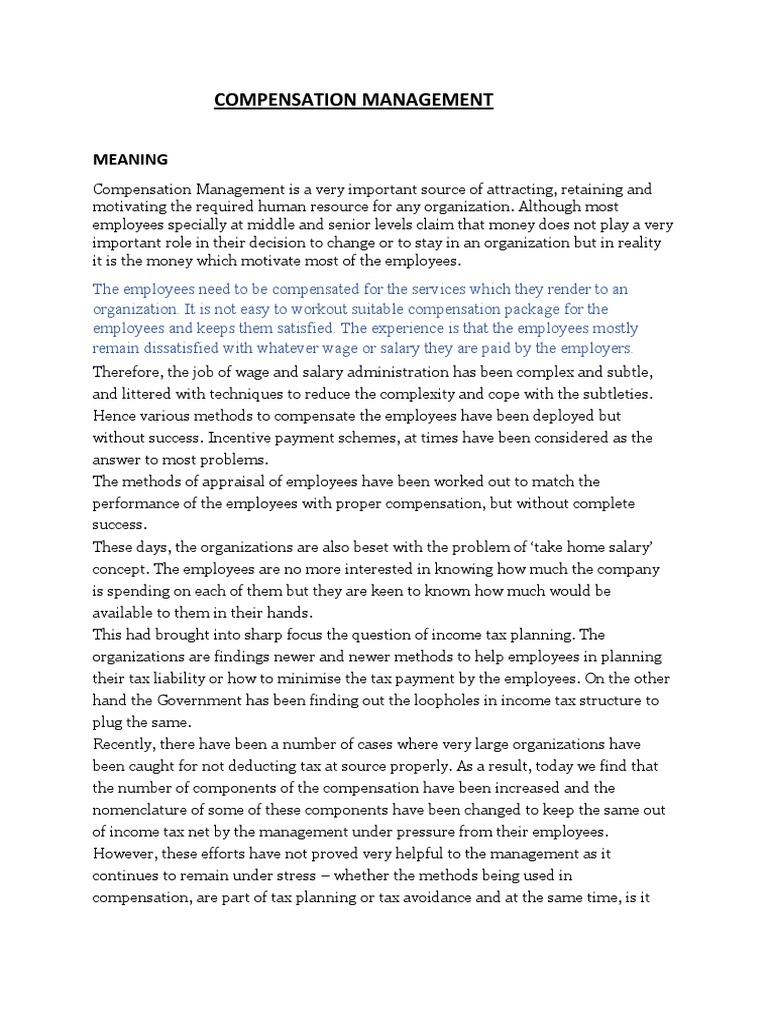 Compensation Management Notes | PDF | Employment | Salary