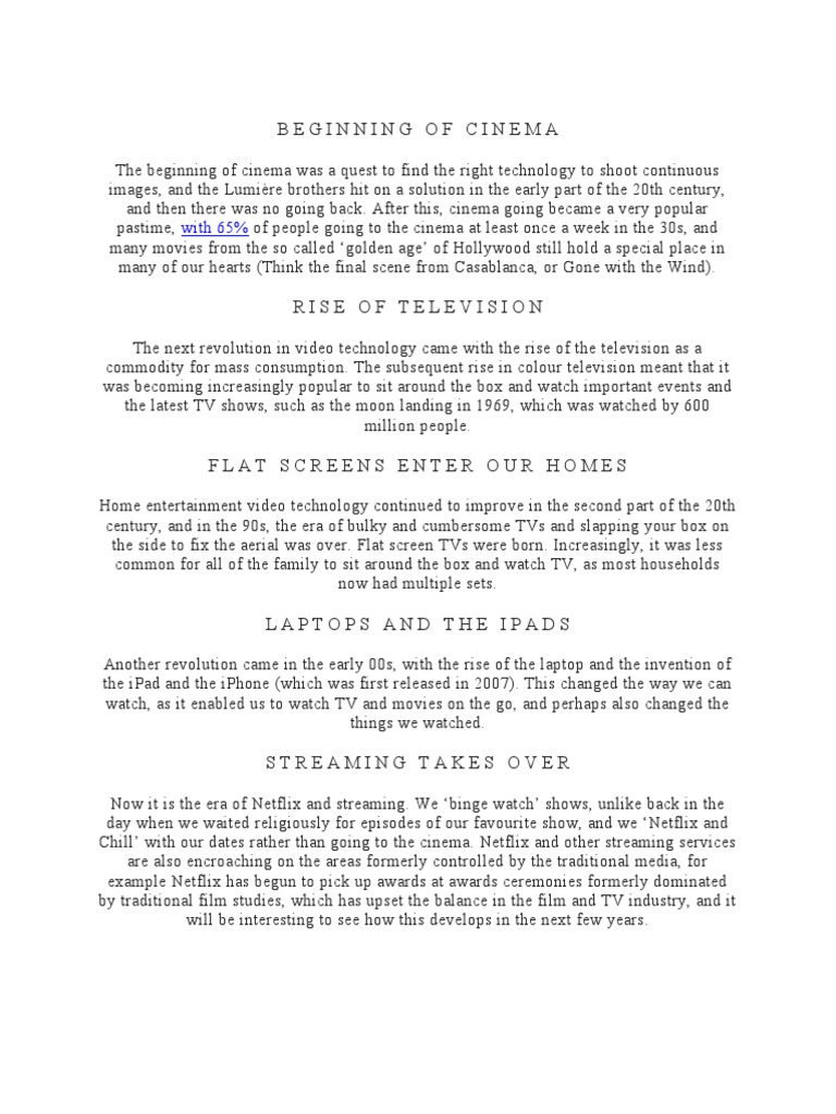 The Evolution of Film and Video Technology Over the Last Century | PDF ...